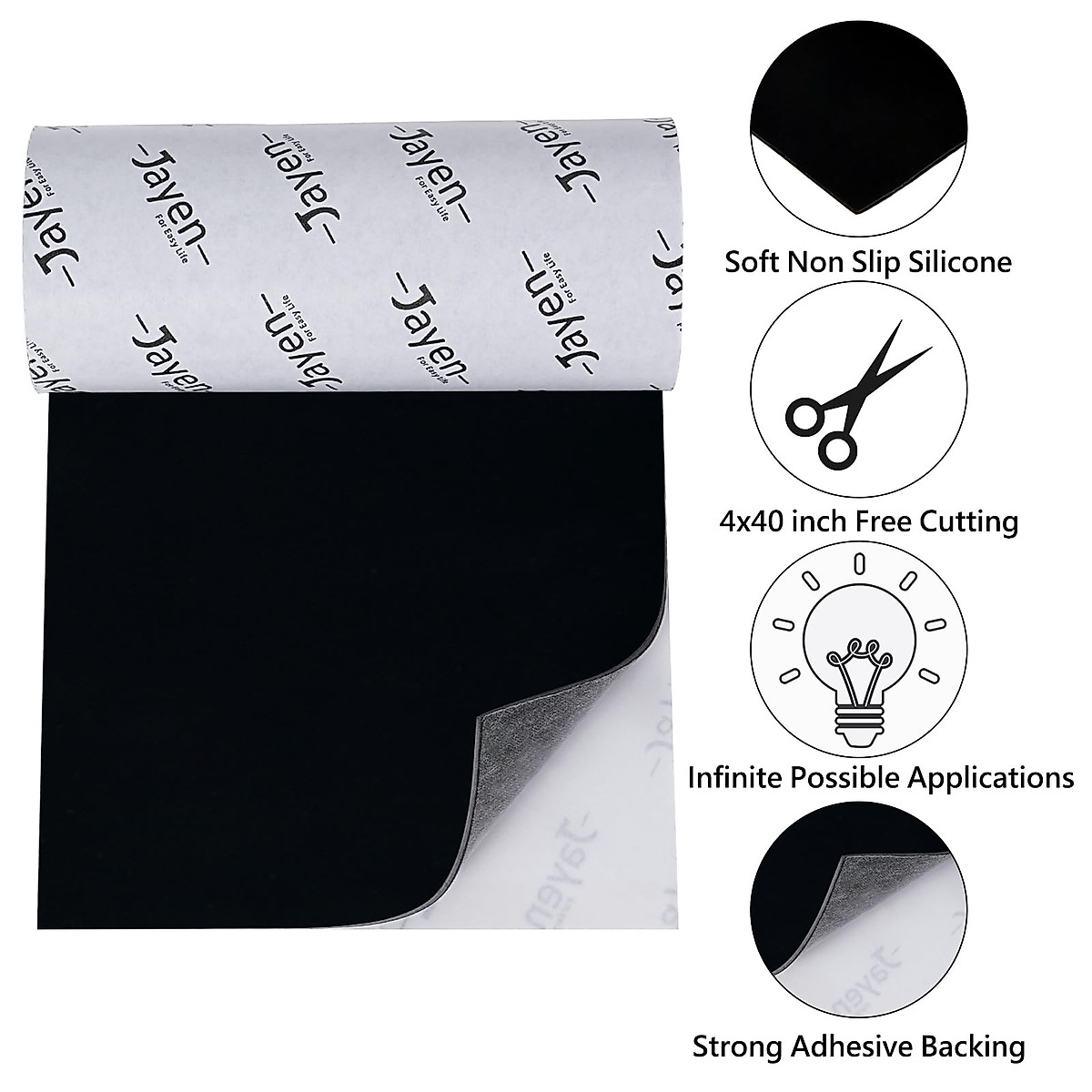 Non Slip Self Adhesive Silicone Cuttable Furniture Pads - Anti-Sliding Anti-Scratch Rubber Floor Protectors for Any Furniture and Appliances