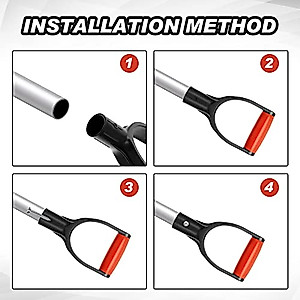 4 Pcs Shovel D Grip Handle 32 mm Inner Diameter Snow Shovel Handle Replacement Camp Scoop Grain Shovel Hand Protect Digging Raking Tools Garden Accessories for Gardening Raking Digging