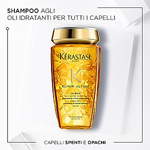 KERASTASE Elixir Ultime Oil-infused Shine Shampoo | For Dull, Dry Hair | Softens and Restores Shine | With Argan Oil, Camellia Oil & Marula Oil | Le Bain | 8.5 Fl Oz
