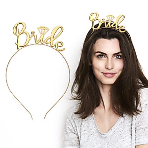 Yolev Bachelorette Party Accessories Set, 3 Piece Rose Gold Bridal Shower Decoration Accessories-Bride to Be Sash and Veil Bride Headband for Bachelorette Party Supplies