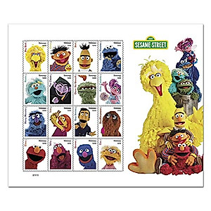 USPS 2019 Sesame Street Sheet of 16 Forever Stamps with Set of 4 Stickers Bundle (2 Items)