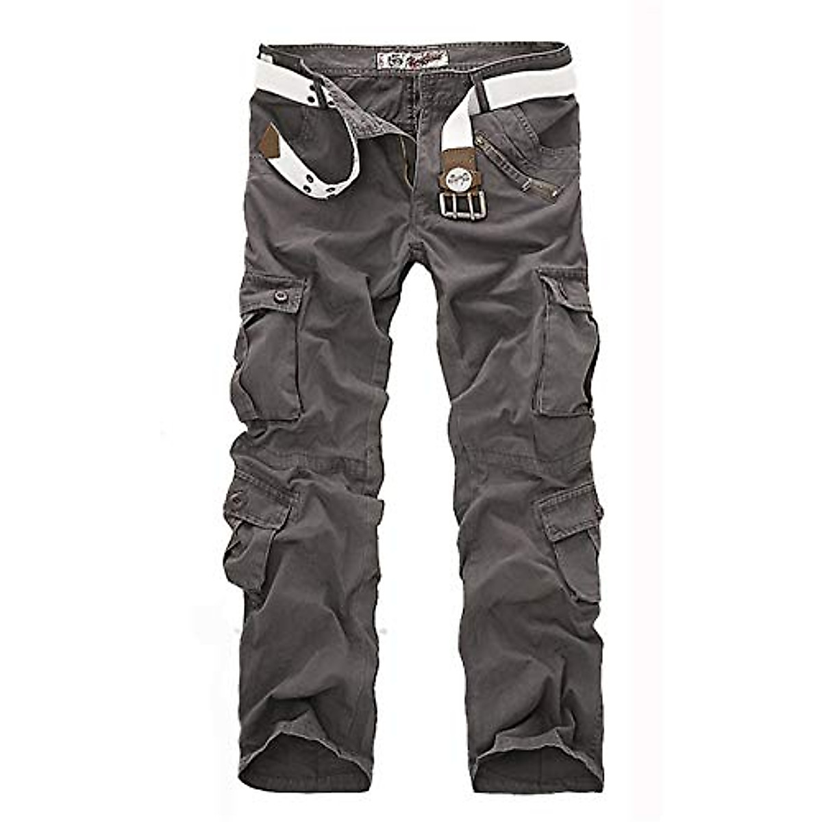 MNXOIA Casual Military Style Camo Cargo Pants Men Many Pockets Camouflage Combat Trousers Cotton Army Tactical Pants Gray 34