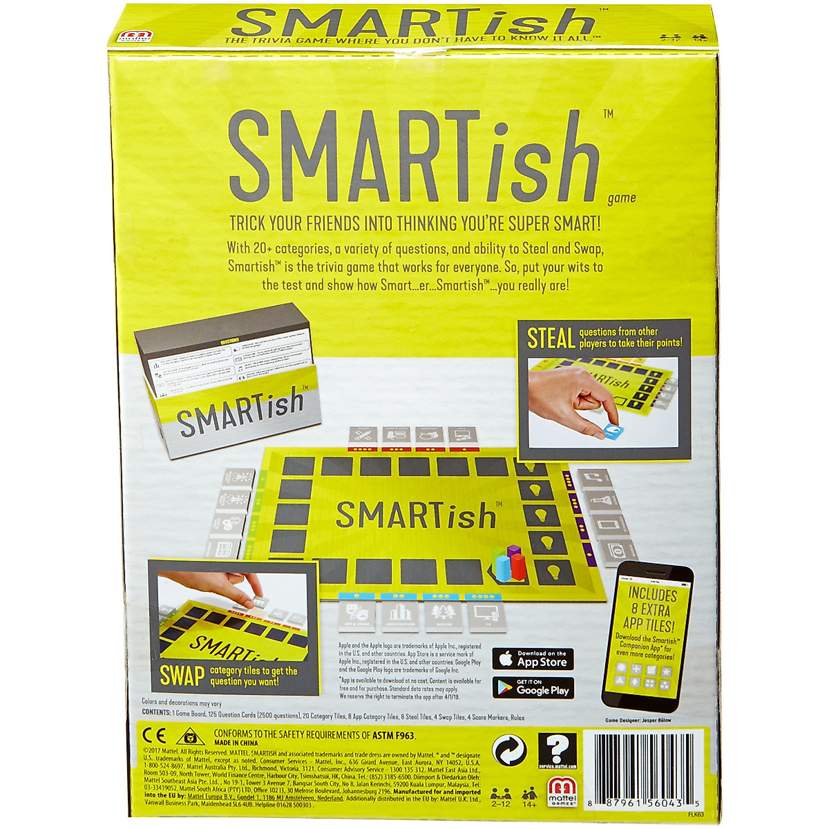 Mattel Games Smartish Trivia Board Game for 2 to 12 Players Ages 14 Years and Older, Category-Swap Strategy
