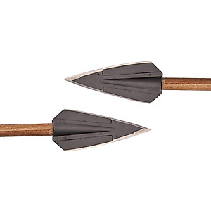 ZSHJGJR Archery 2 Blades Hunting Broadheads Traditional Broadheads Glue On OD 8mm Bamboo Wood Arrow Shaft DIY Arrow 12/24 Pieces (Black, 6 Pieces)
