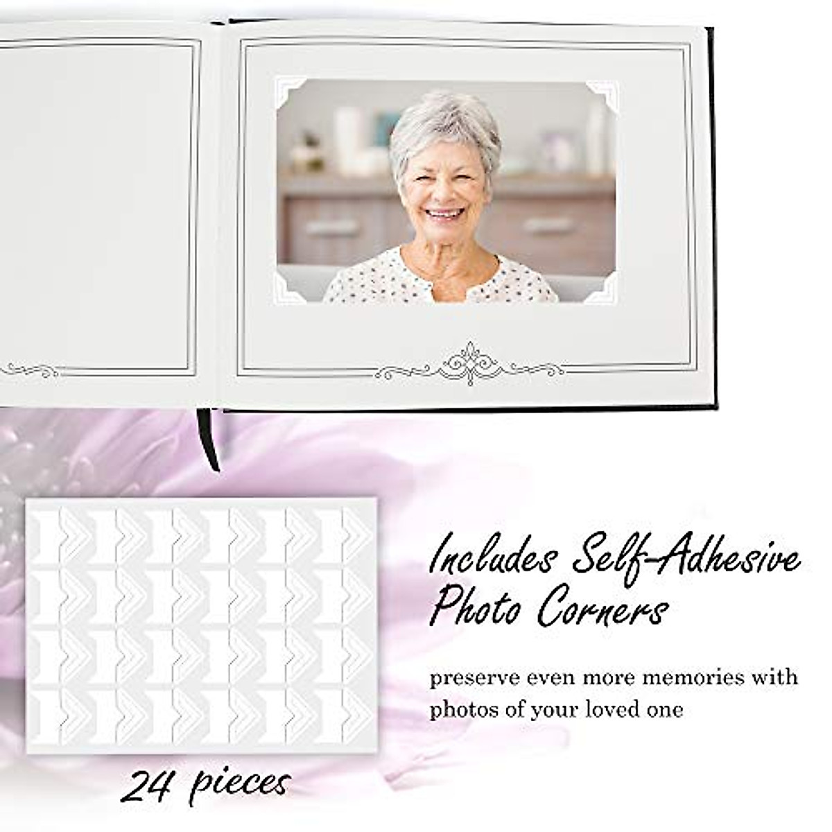 LotFancy Funeral Guest Book, in Loving Memory Memorial Service Guest Book, 130 Pages, Space for Name, Address, Memories, Hardcover, with Black Pen and Table Sign