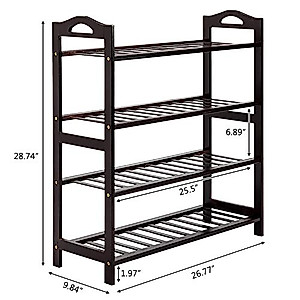 4 Tier Bamboo Shoe Rack Shoe Shelf Organizer Free Standing Stackable Shoe Shelf Entryway Shoe Organizer Unit Storage Rack Natural Shoe Hold Stand Storage Modern Wood Home Furniture (Ship from USA)