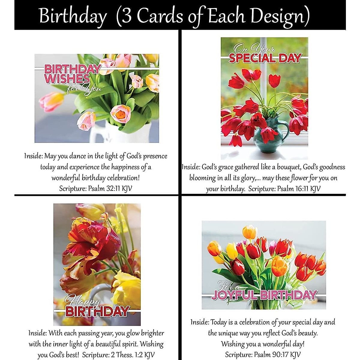 Generic King James Version (KJV) 36 ct Birthday Christian/Religious Greeting Card Set with Envelopes