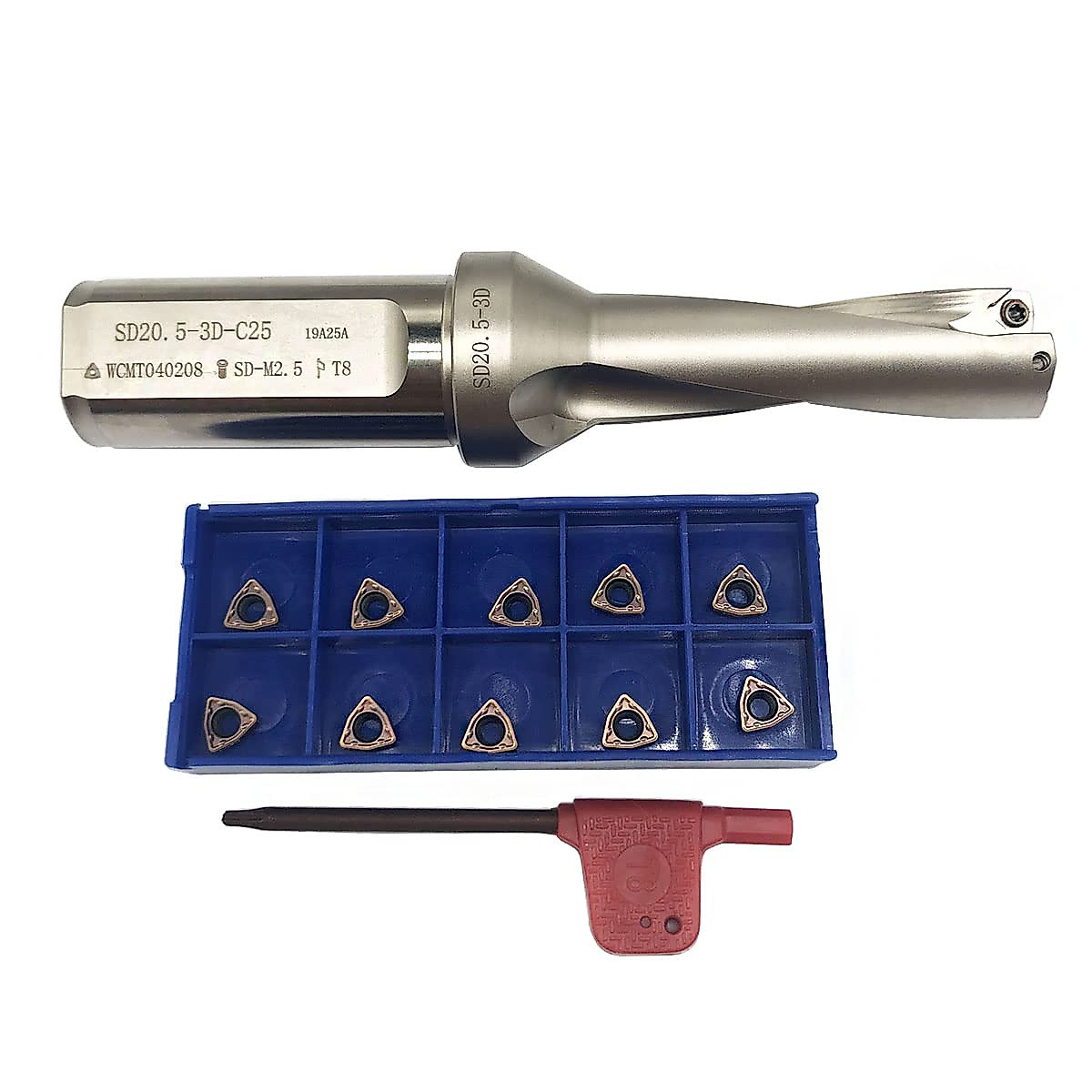 GBJ WC- Φ20.5-3D-C25 +10pcs WCMX040208FN Indexable U Drill Inserts Holder Fast Water Jet Drill Violent Drill WPD Series (WPD-Φ20.5-3D-C25+WCMX040208)