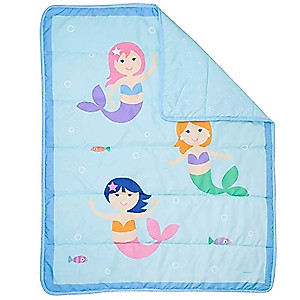 Wildkin 100% Microfiber 3 Pc Crib Bed In A Bag for Toddler Boys and Girls, Bedding Set Includes Printed Comforter, Fitted Bottom Sheet and Coordinating Crib Skirt, Olive Kids (Mermaids)