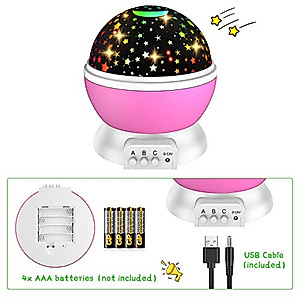 DEVRNEZ Kids Star Night Light Projector 360 Degree Rotating Moon Star Nightlight for 2-12 Year Old Baby Girls&Boys Gifts Night Lights for Nursery Children Room|Party|Birthday Gift Decor Toys (Pink)