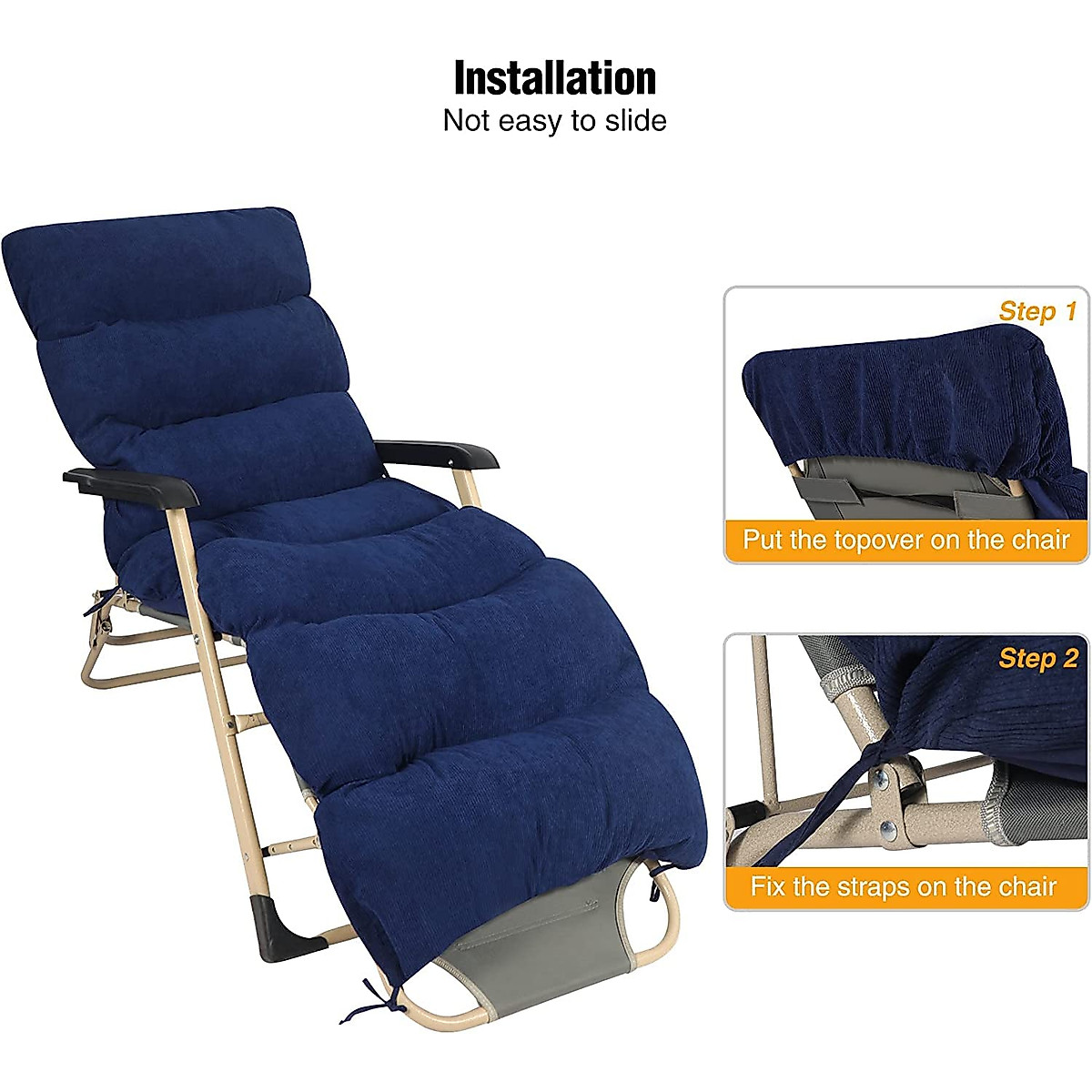 REDCAMP Chaise Lounge Cushion for Patio Furniture,67 inch Zero Gravity Cushion Comfortable Thicker for Indoor Home Office or Outdoor Use,Blue