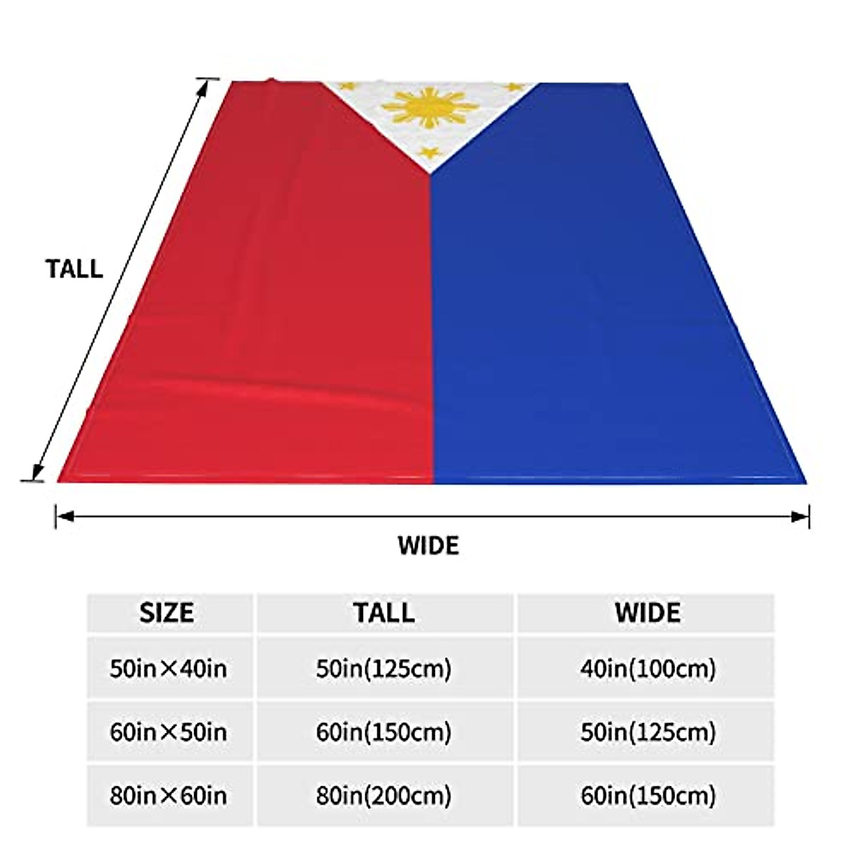 Cute Philippines Flag Blanket Soft Flannel Throw Blanket Lightweight Cozy Warm Filipino Blanket for Couch Bed Living Room Sofa 50"X40"