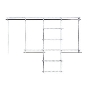 Rubbermaid Configurations Deluxe Closet Kit, White, 4-8 Ft., Wire Shelving Kit with Expandable Shelving and Telescoping Rods, Custom Closet Organization System, Easy Installation