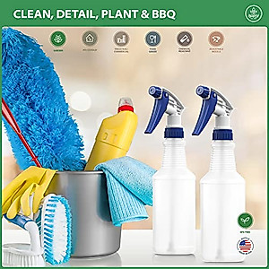 Bar5F Plastic Spray Bottles, Leak Proof, Empty 16 oz. Value Pack of 2 for Chemical and Cleaning Solutions, Adjustable Head Sprayer Fine to Stream