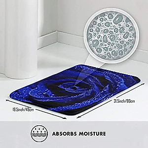 Modern Area Rug for Living Room Blue Rose Printed Area Rug Carpet for Bedroom Kitchen Home Outdoor 20 X 31 Inch