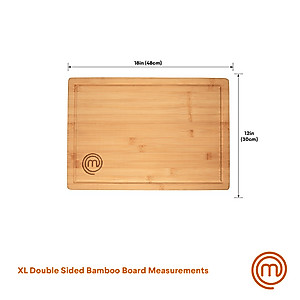 MasterChef Bamboo Cutting Board for Meat, Butcher Block Countertop, Large Chopping Board Wood 18" x 12", Natural, Organic & Food Safe Surface, Reversible Wooden Cutting Board with Juice Groove