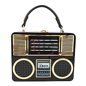 Vintage Hard Case Acrylic Radio Box Clutch Women Totes Bag Shoulder Crossbody Handbag Purse