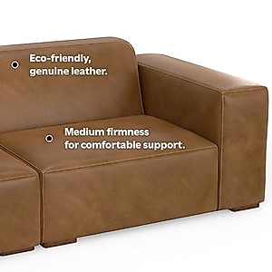 SIMPLIHOME Rex Left-Facing Modular Sectional Sofa in Full-Grain Genuine Leather, Caramel Brown, 122-inches Wide, Handcrafted Modern-Style 4-Seater L-Shaped Leather Couch with Left Chaise