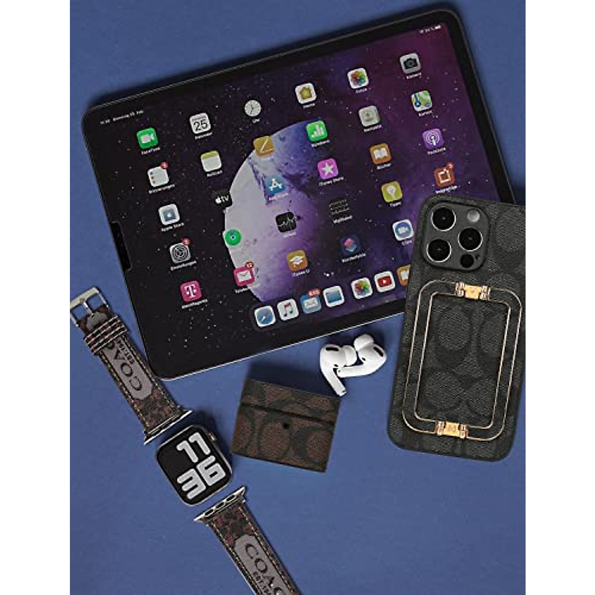 Designer Luxury Leather Elegant Fully Protective Case with Keychain and Strap for Airpods Pro 1st and 2nd Generation - Gifts for Christmas