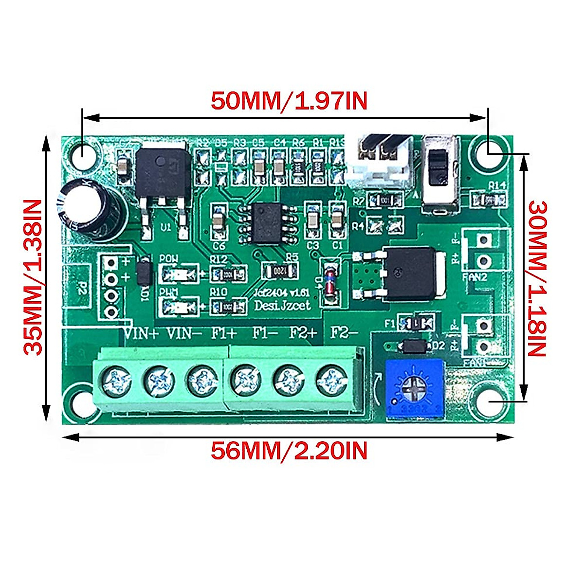 Abovehill PWM Fan Speed Controller, Adjustable Temperature Control Module 2A with Temperature Sensor for 12V/24V DC Fan