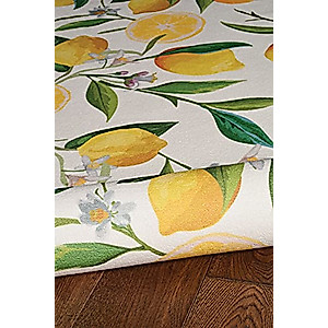 Linon The Anywhere Washable Rug Wesley Ivory/Yellow 3' X 5' Accent Rug