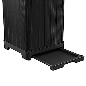 Keter Baltimore 38 Gallon Trash Can with Lid and Drip Tray for Easy Cleaning-Perfect for Patios, Kitchens, and Outdoor Entertaining, 38 Gallons, Black