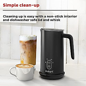Instant Milk Frother, 4-in-1 Electric Milk Steamer, 10oz/295ml Automatic Hot and Cold Foam Maker and Milk Warmer for Latte, Cappuccinos, Macchiato, From the Makers of Instant Pot 500W, Black