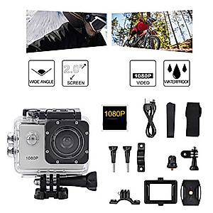 Entatial 1080P Camera, Camera Accessory LCD Screen Camera, Waterproof Camera for Indoor Outdoor(Silver)