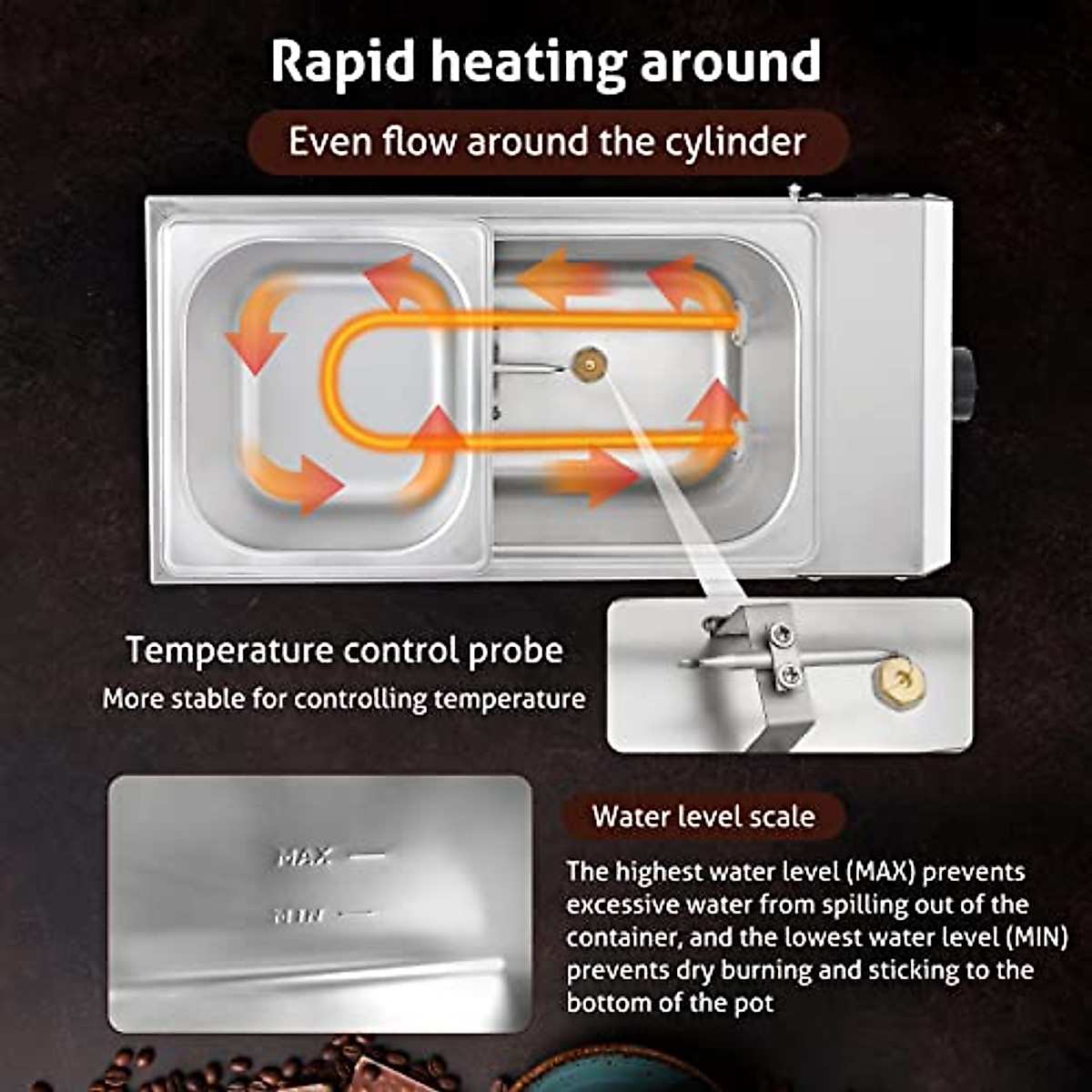 WICHEMI Chocolate Melting Pot Commercial Chocolate Tempering Machine 2 Tanks 9lbs Stainless Steel Chocolate Melter Pots Melting Machine Home Or Bakery Use