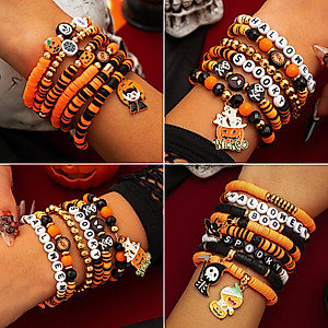 1480pcs Halloween Polymer Clay Beads Charms Friendship Bracelet Necklace Earring Jewelry Making kit, Accessories for Arts Crafts DIY Birthday Gifts for Women Girls