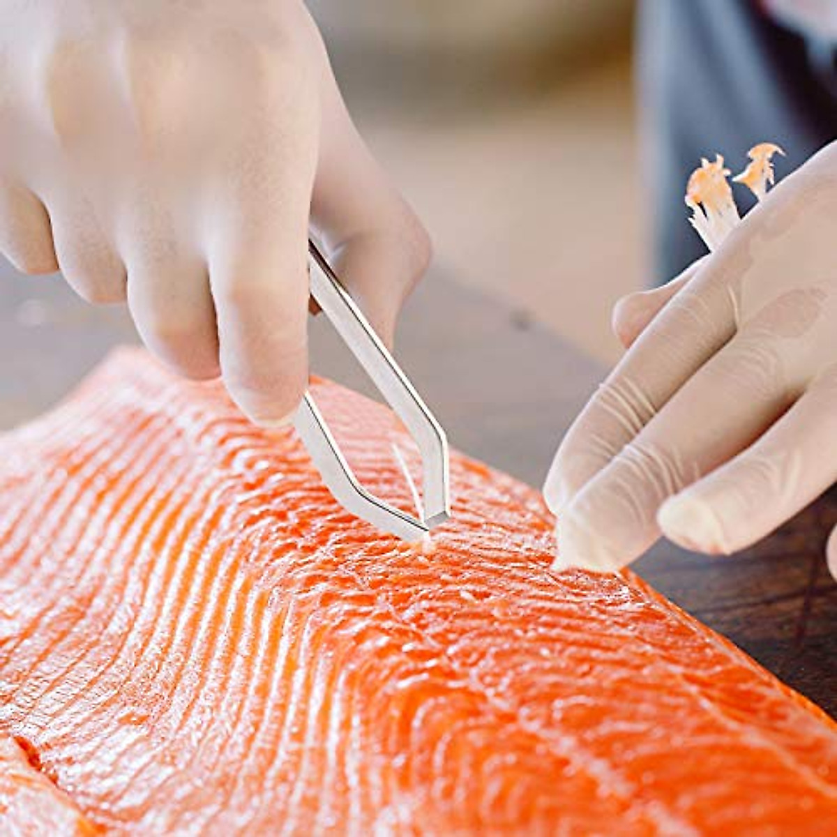 Fish Bone Tweezers, Professional Stainless Steel Flat and Slant Pliers Set for Kitchen Salmon Trout, 2 Pcs