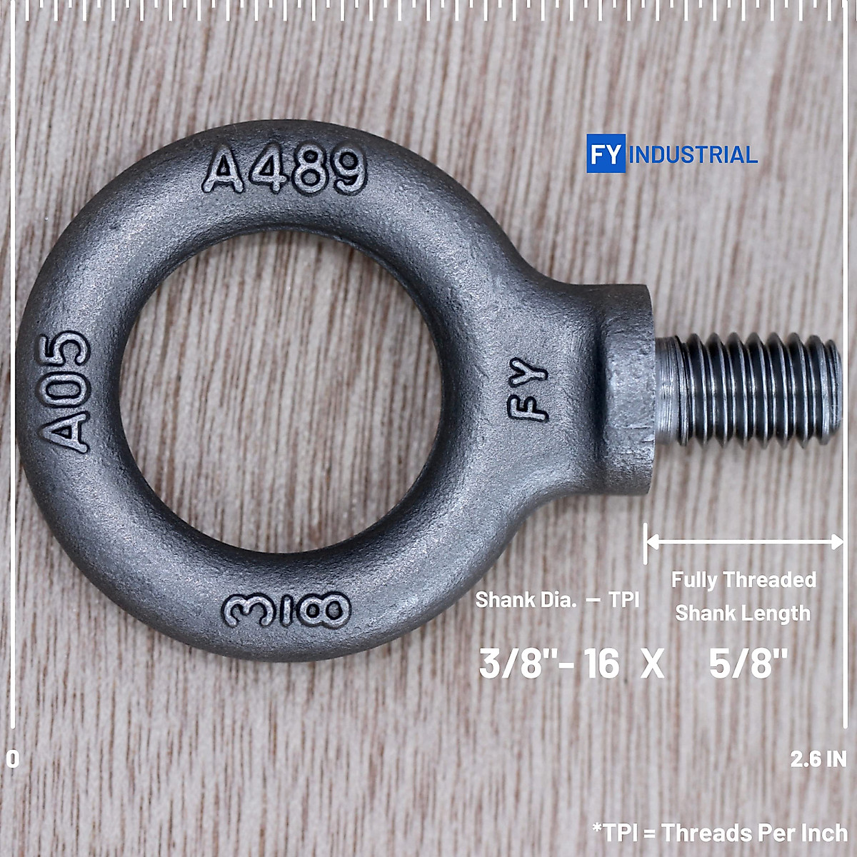 2 Pcs Lifting Shoulder Eye Bolts 3/8"-16 X 5/8"