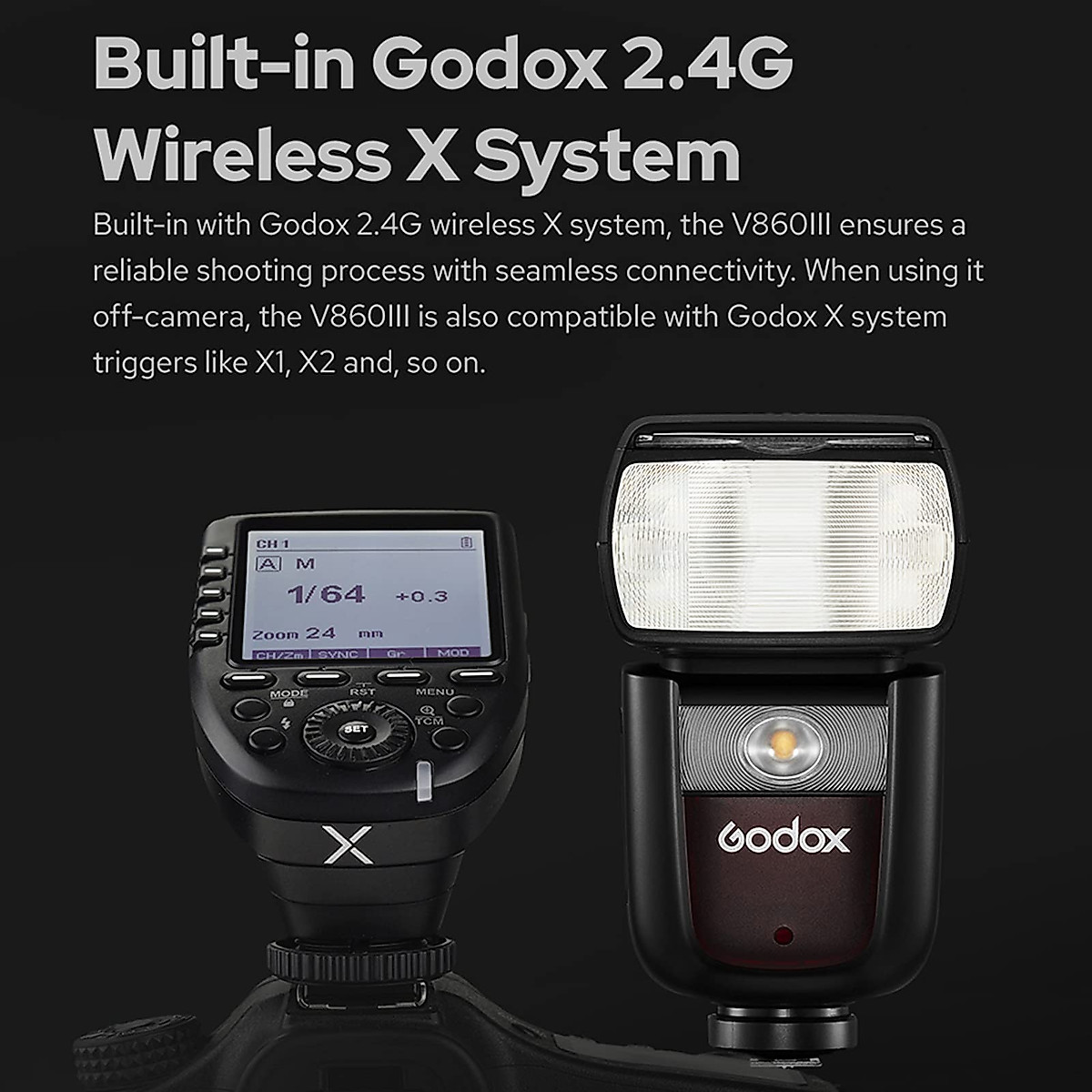 GODOX V860III-C Camera Flash Light Wireless TTL Transmitter/Receiver Speedlite GN60 1/8000s HSS Built-in 2.4G Wireless X System Replacement for Canon 1DX/5D Mark III/5D Mark II Cameras