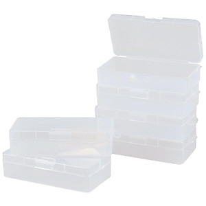 Qskely 6-Pack Large Clear Plastic Storage Containers with Latching Lid, Art Craft Supply Organizer Box, 7.12" x 3.5" x 1.8"