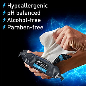 Medline Ignite Mens Body Wet Wipes, Extra Thick 8" x 8" Shower Wipes, Energizing Scent, 10 count