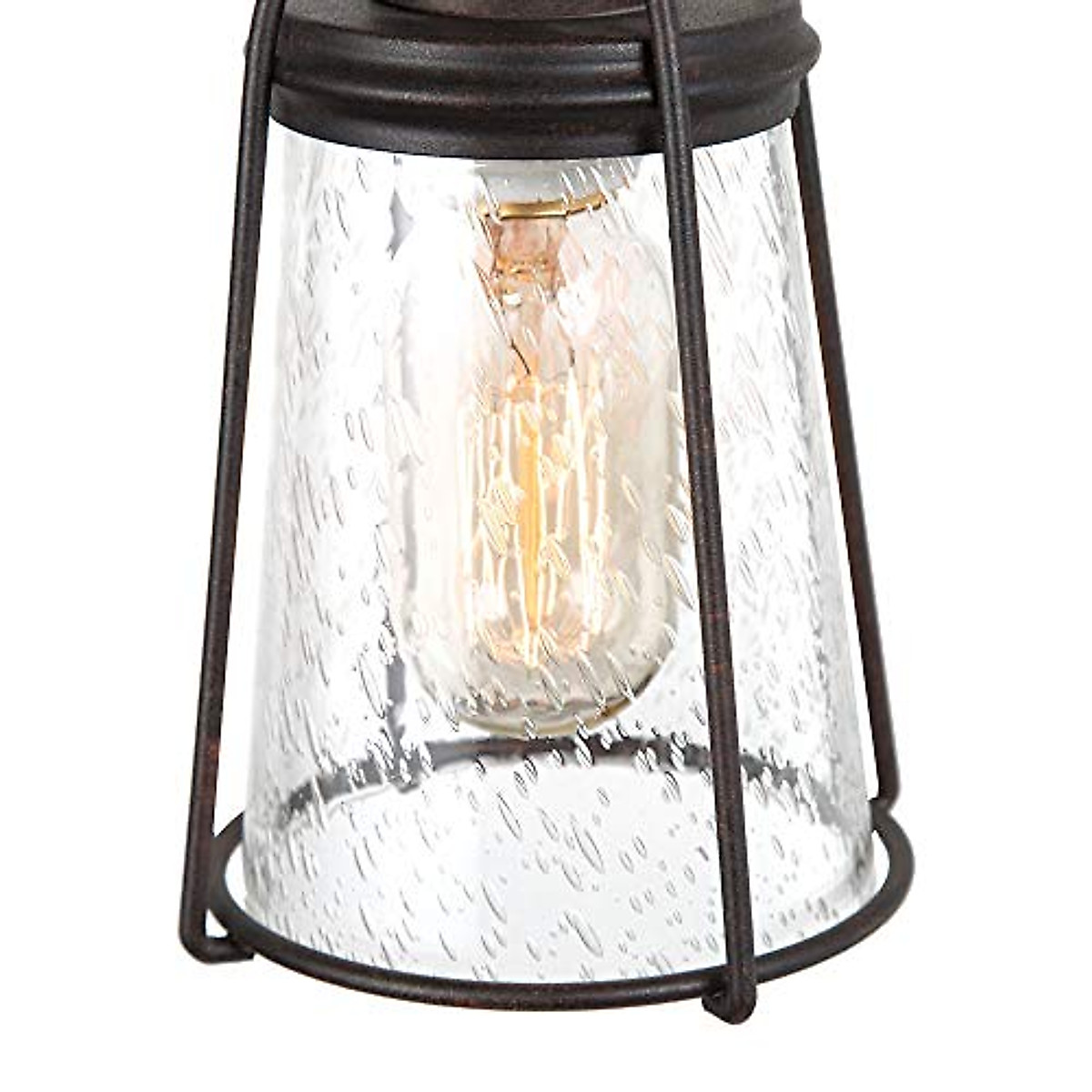 KSANA Farmhouse Pendant Lighting, Mini Rustic Hanging Light Fixture with Seeded Glass Shade for Kitchen Island, Foyer, Hallway, Bedroom and Entryway, Bronze