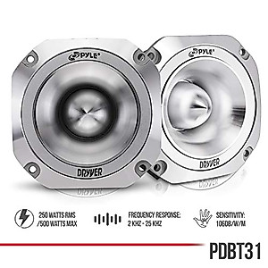 1.5” Audio Car Tweeter Speaker - Aluminum Die-Cast Frame, 500 Watt Peak, 2 kHz - 25 kHz Frequency Response, 4 Ohm, Heavy Duty 30 oz. Magnet Structure - Pyle PDBT31 SILVER
