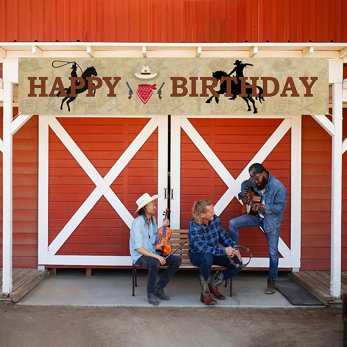 Labakita Lager Western Cowboy Happy Birthday Banner, Cowboy Theme Birthday Banner, Western Cowboy Birthday Party Decorations for Boy/Men