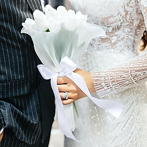 LEEQE Double Face White Satin Ribbon 1-1/2 inch X 50 Yards Polyester White Ribbon for Gift Wrapping Very Suitable for Weddings Party Hair Bow Invitation Decorations and More