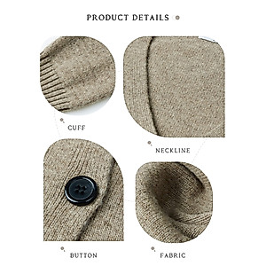 Liny Xin Women's Long Cardigan Sweater V-Neck 100% Merino Wool Fall Winter Warm Soft Knitted Cardigan Coat (Tan,L)