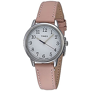Timex Women's TW2U29700 Easy Reader 30mm Blush/Silver-Tone Leather Strap Watch