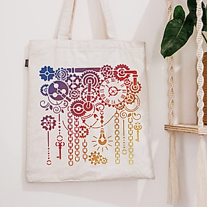 FINGERINSPIRE Gear Stencils 11.8x11.8 inch Clock Painting Stencil Plastic Clock & Key & Gear Patterns Stencil Steampunk Stencils Reusable DIY Art and Craft Stencils for Painting on Wood Fabric Walls