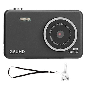 Digital Camera, 48MP 2.5K Digital Camera with 8X Zoom, 2.4 Inch HD Screen, Dual Lens, AF Autofocus, Selfie Camera for Student Christmas Birthday Gifts (Black)