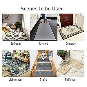 Olodeer 8 PCS Rug Grippers,Double-Sided Non-Slip Washable Rug Grippers,Reusable Durable Rug Tapes for Area Rugs,Hardwood Floors,Floor Mats,Etc,Black