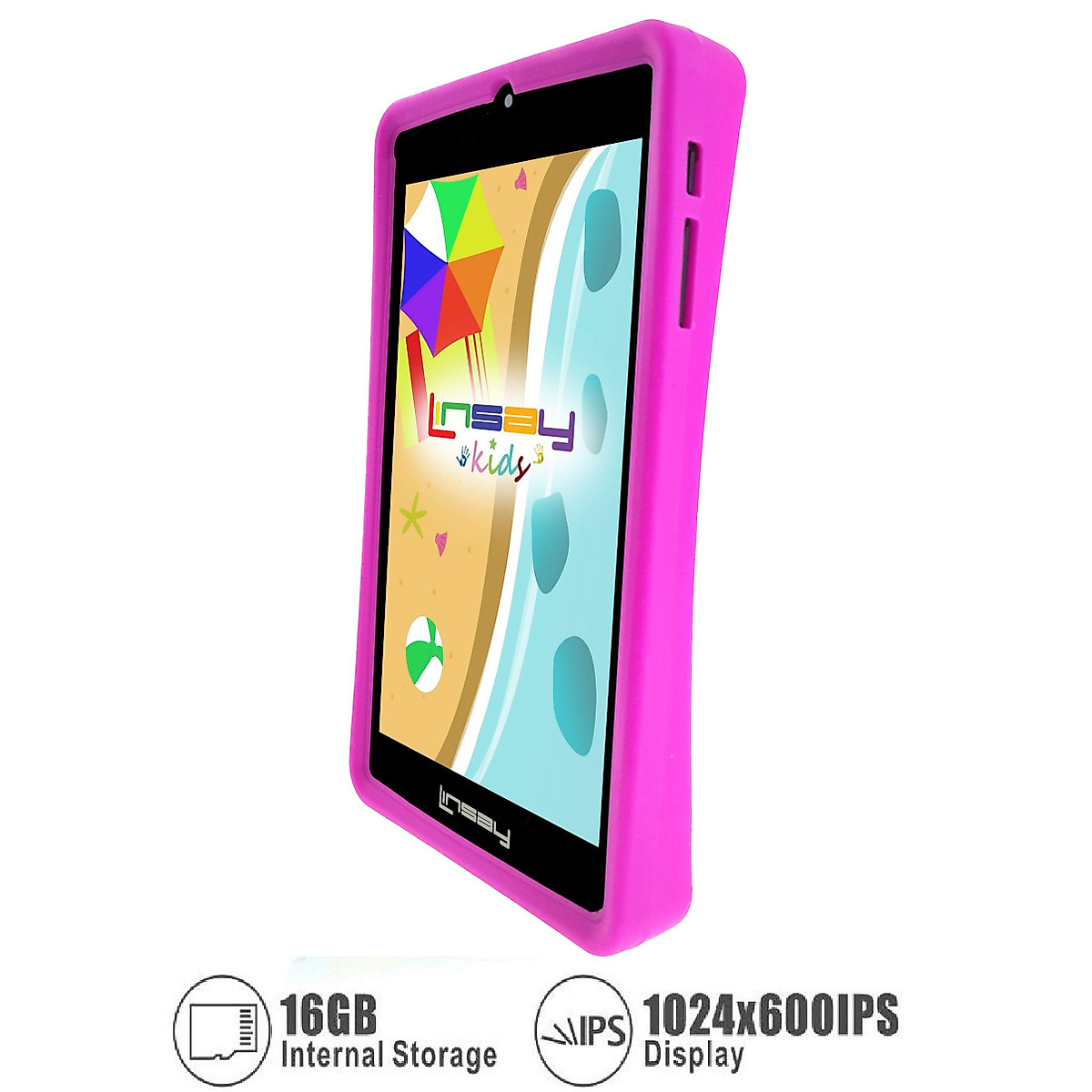 LINSAY Kids Tablet PC Newest Android 10 WiFi Kid-Proof Quad Core 2GB RAM+ 32GB of Internal Storage up to 256 GB External SD Card. Learning Device, Millions of Apps- Dual Camera Google Certified -Pink