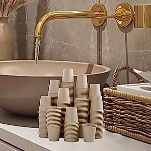 [300 Pack] 3 oz Paper Cups, Disposable Bathroom Cups, Brown Kraft Paper Cups, Sturdy and Durable, Leak-Proof, Small Mouthwash Cups, Mini Paper Cups for Parties, Picnics, Barbecues, Travel and Events