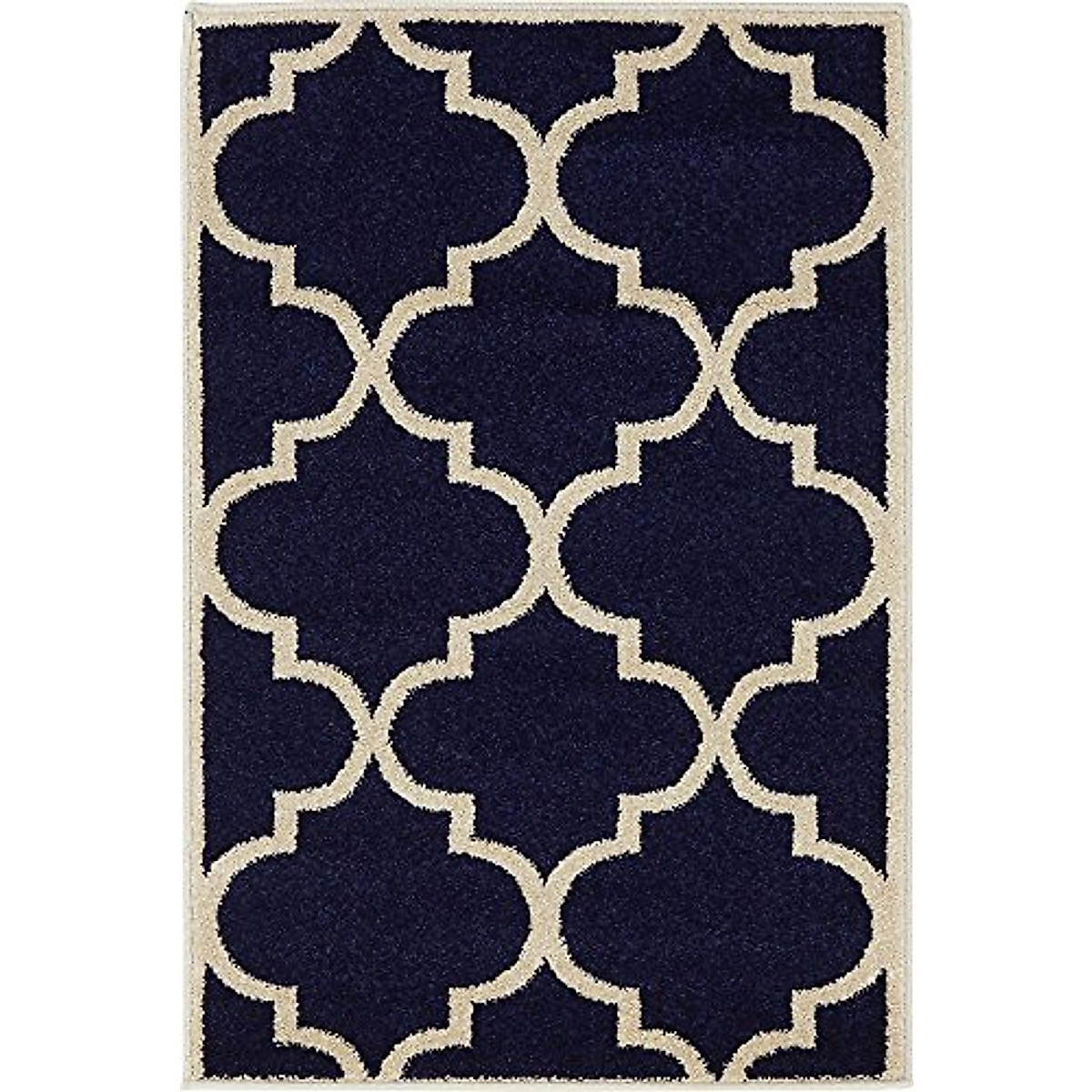 Unique Loom Trellis Collection Modern Morroccan Inspired with Lattice Design Area Rug, 2' 2" x 3' 1" Rectangle, Navy Blue/Beige