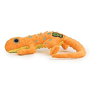 goDog Amphibianz Gecko Squeaky Plush Dog Toy, Chew Guard Technology - Orange, Large