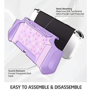 Mumba Dockable Case for Nintendo Switch OLED 2021, [Blade Series] TPU Grip Protective Cover Accessories Compatible with Nintendo Switch OLED 7 Inch and Joy-Con Controller (BBPurple)