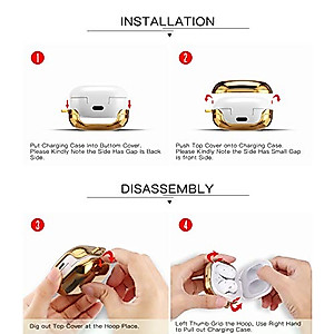 Troniker Stylish Case for Galaxy Buds 2 Pro (2022)/Galaxy Buds 2 (2021)/Galaxy Buds Pro (2021)/Galaxy Buds Live (2020) for Women Girl Full Protective Hardshell Case (Pink Gold Marble)